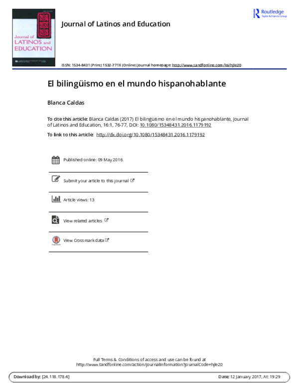 (PDF) El bilingüismo en el mundo hispanohablante