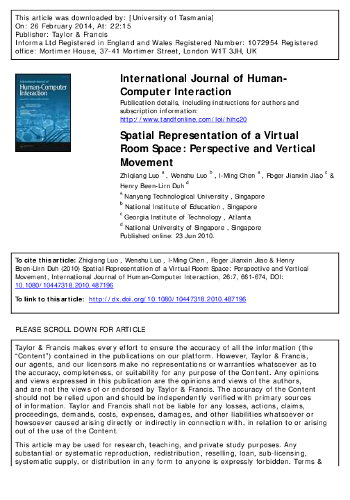 (PDF) Spatial representation of a virtual room space: perspective and ...