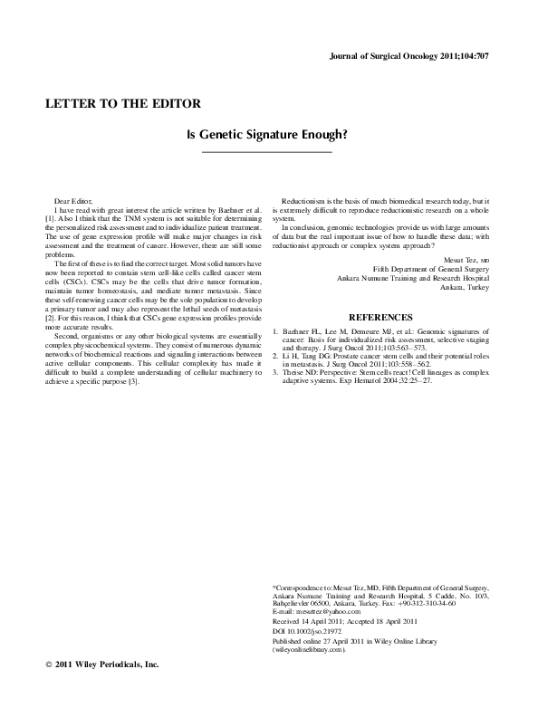 Pdf Is Genetic Signature Enough