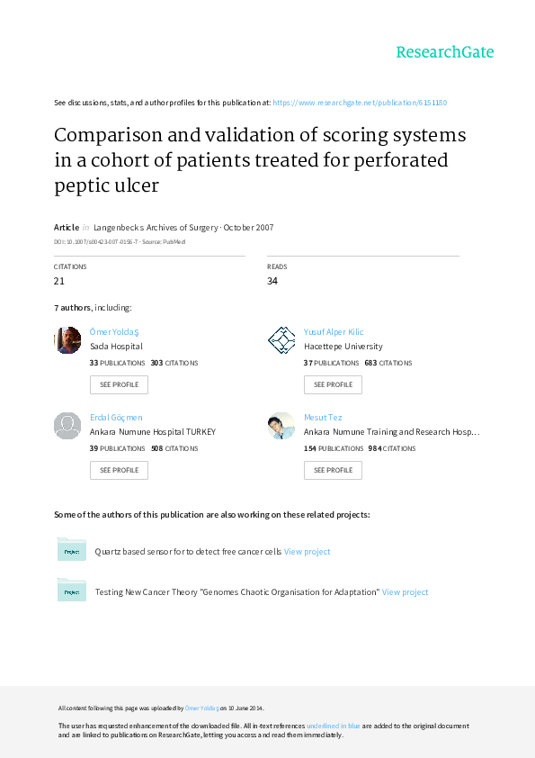 (PDF) Comparison and validation of scoring systems in a cohort of ...