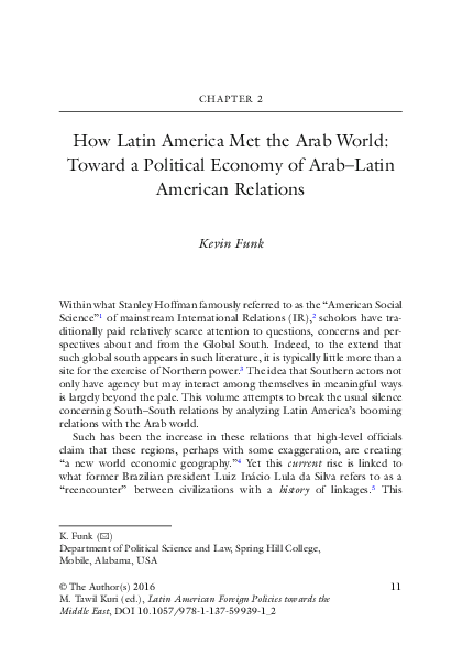 (PDF) (2016) How Latin America Met the Arab World: Toward a Political ...