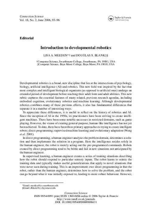 (PDF) Introduction to developmental robotics
