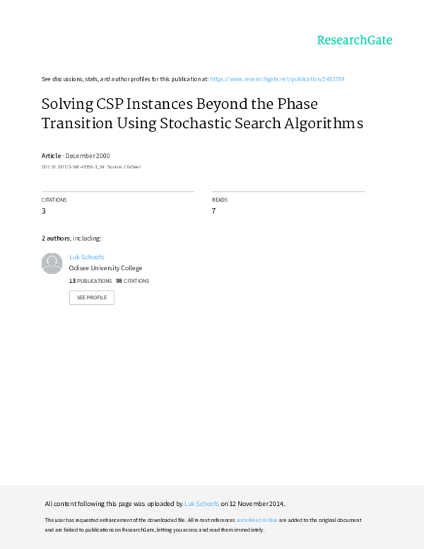 Pdf Solving Csp Instances Beyond The Phase Transition Using