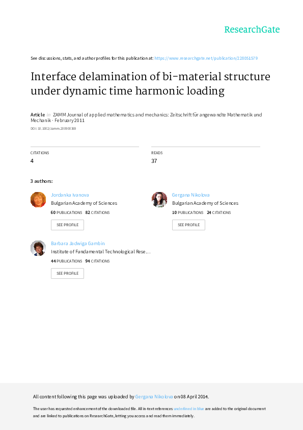 (PDF) Interface delamination of bi-material structure under time ...