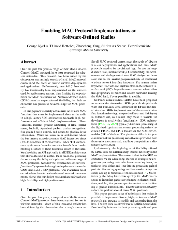 (PDF) Enabling MAC protocol implementations on software-defined radios