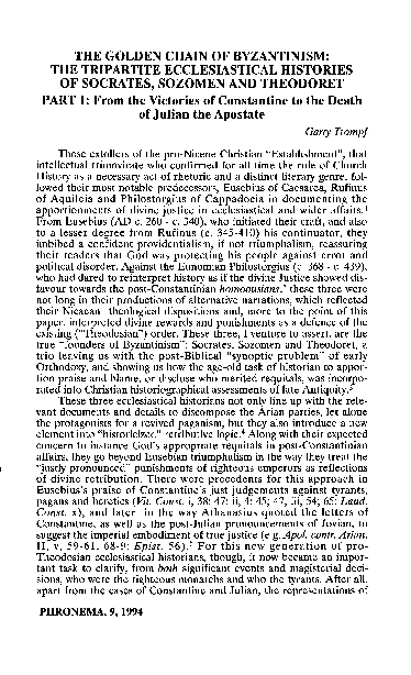 (PDF) THE GOLDEN CHAIN OF BYZANTINISM: THE TRIPARTITE ECCLESIASTICAL ...