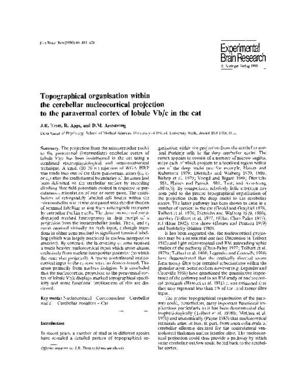 (PDF) Topographical organisation within the cerebellar nucleocortical ...