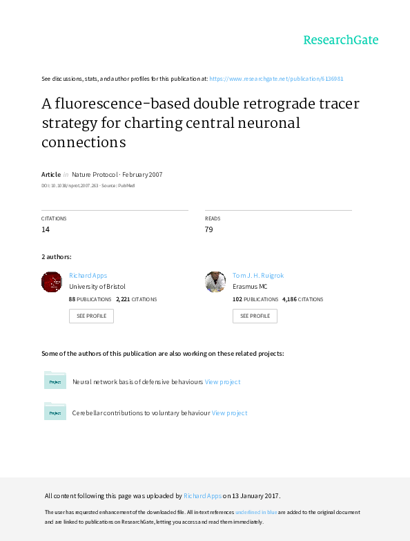 (PDF) A fluorescence-based double retrograde tracer strategy for ...