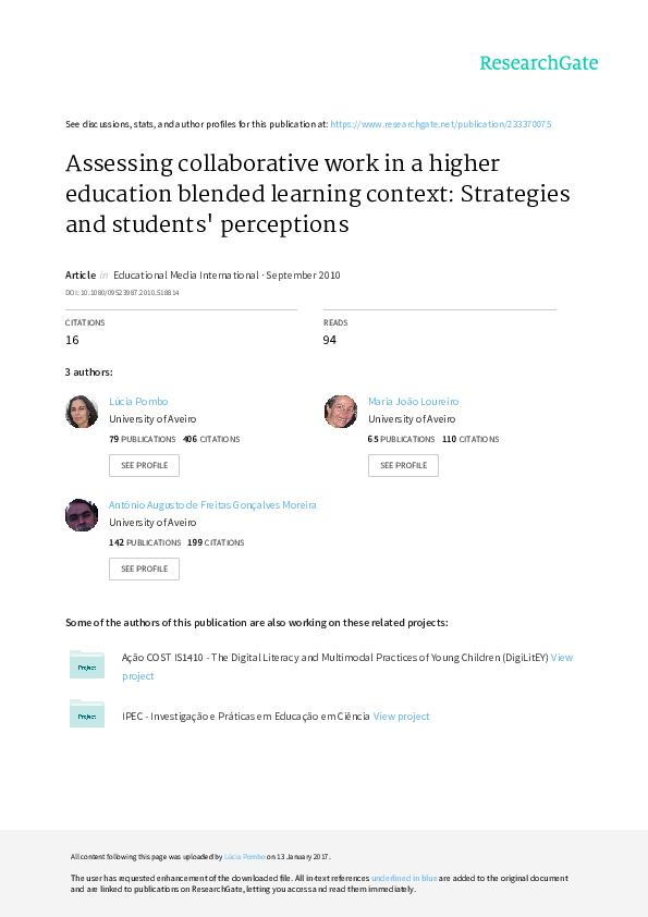 (PDF) Assessing collaborative work in a higher education blended ...