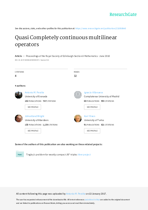 (PDF) Quasi-completely continuous multilinear operators
