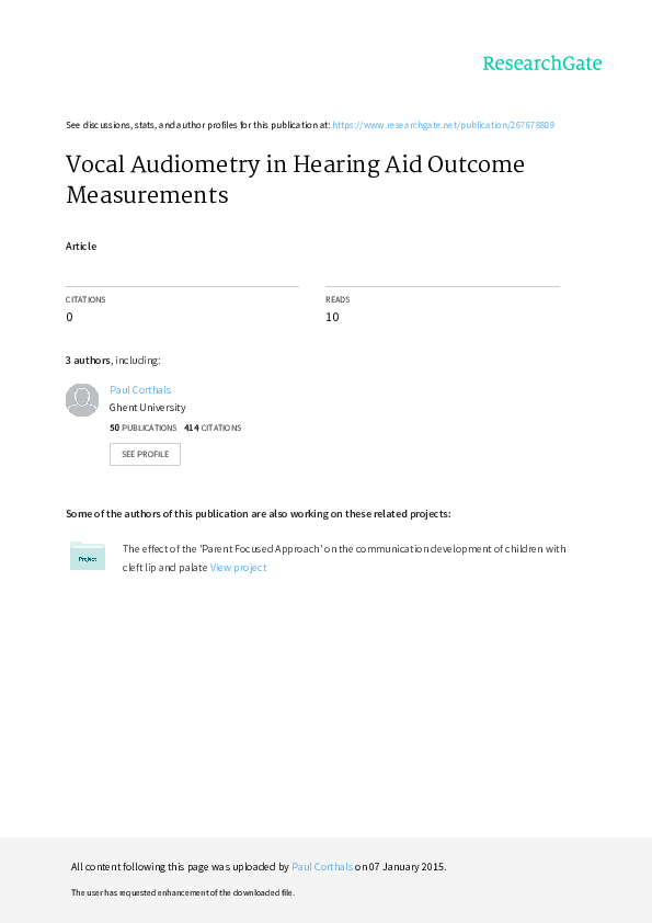 (PDF) Vocal Audiometry in Hearing Aid Outcome Measurements