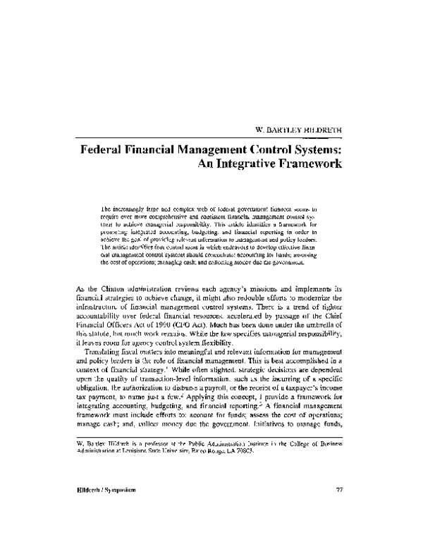(PDF) Federal Financial Management Control Systems: An Integrative ...