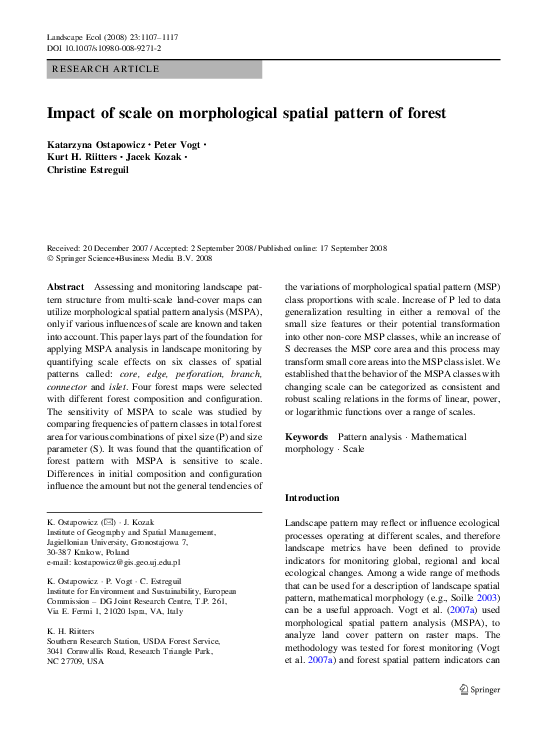 (PDF) Impact of scale on morphological spatial pattern of forest