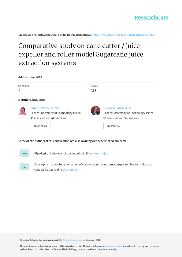 (PDF) Comparative study on cane cutter / juice expeller and roller ...
