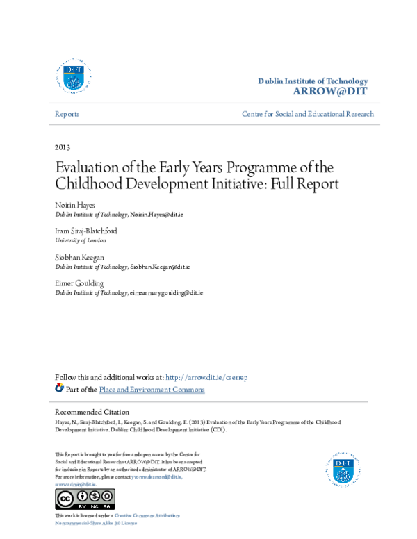 (PDF) Evaluation of the Early Years Programme of the Childhood ...