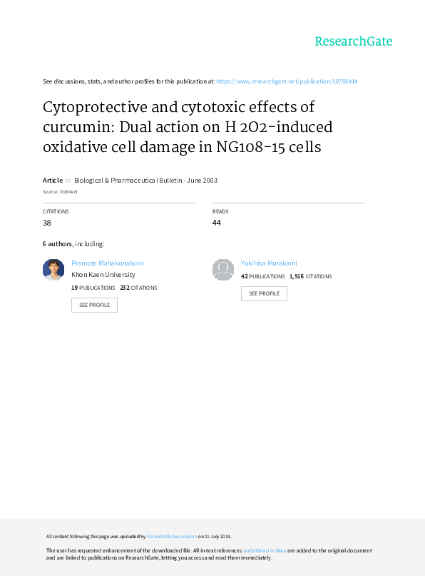 (PDF) Cytoprotective and Cytotoxic Effects of Curcumin: Dual Action on ...
