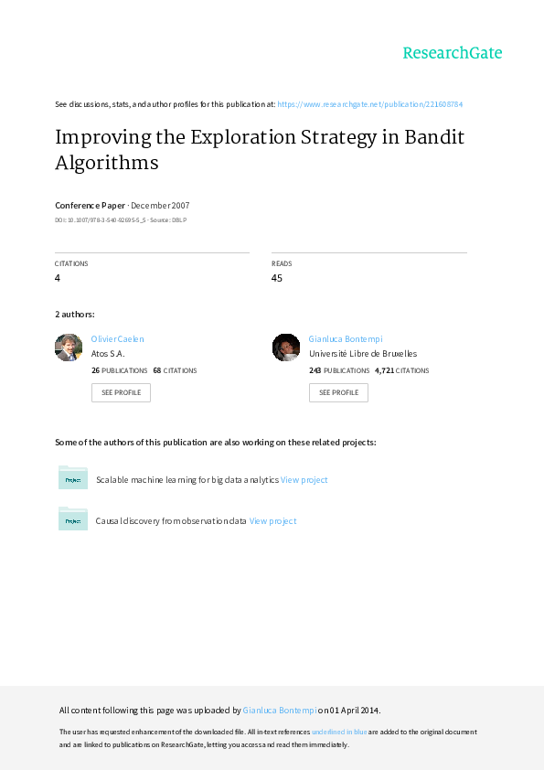 (PDF) Improving the exploration strategy in bandit algorithms