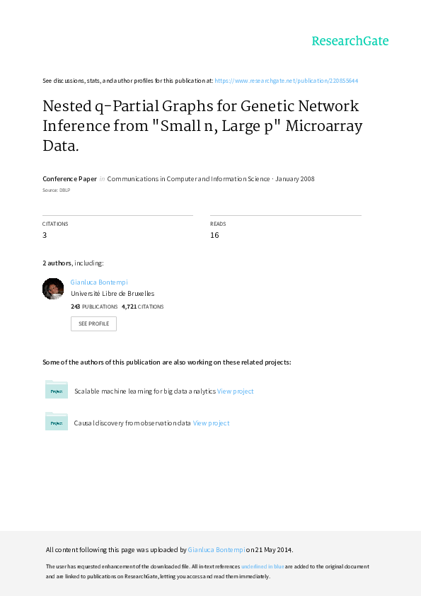 (PDF) Nested q-Partial Graphs for Genetic Network Inference from Small n, Large p Microarray Data