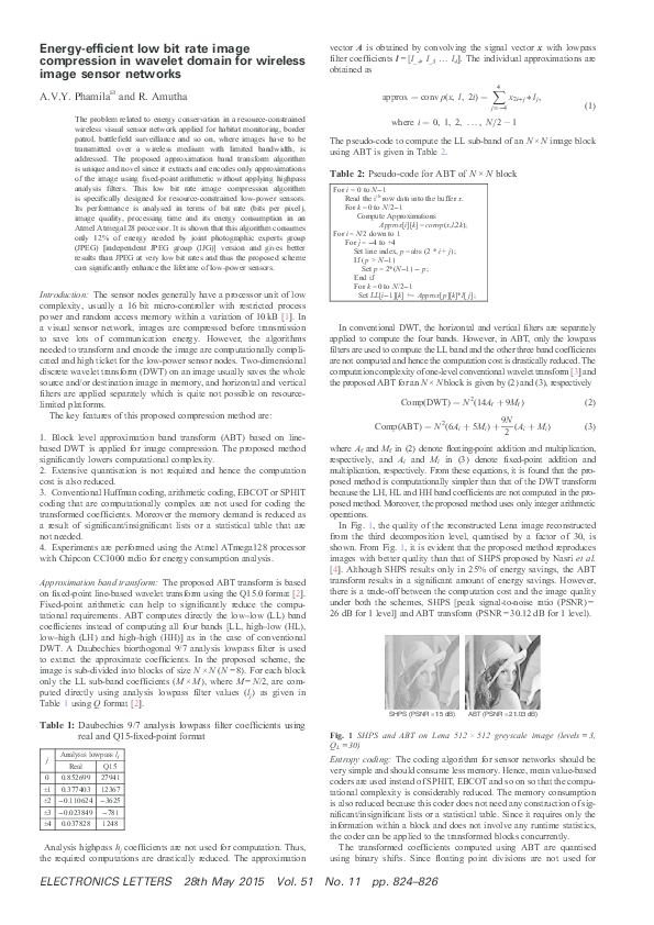 Pdf Energy Efficient Low Bit Rate Image Compression In Wavelet Domain