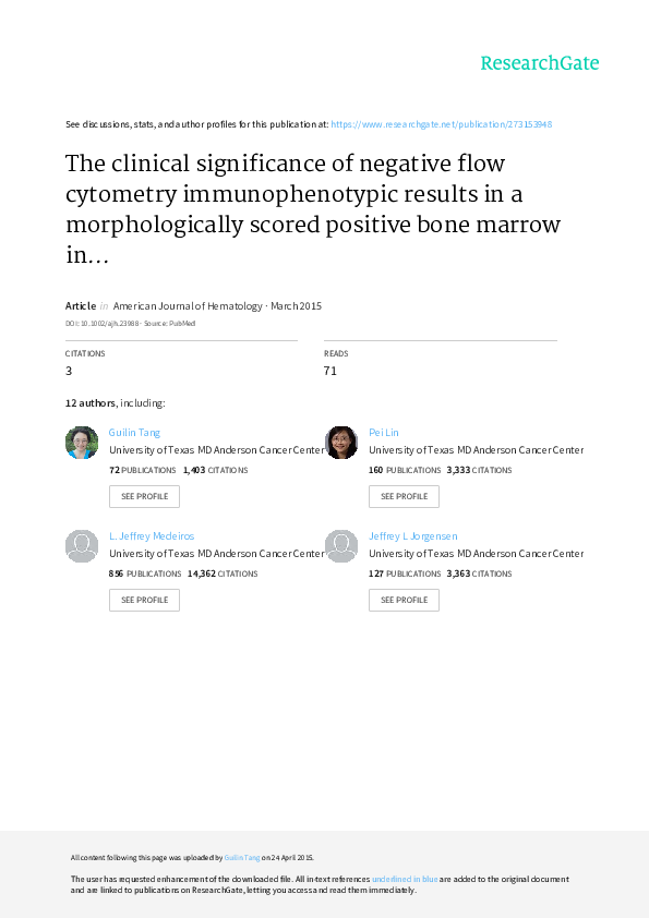 (PDF) The clinical significance of negative flow cytometry ...