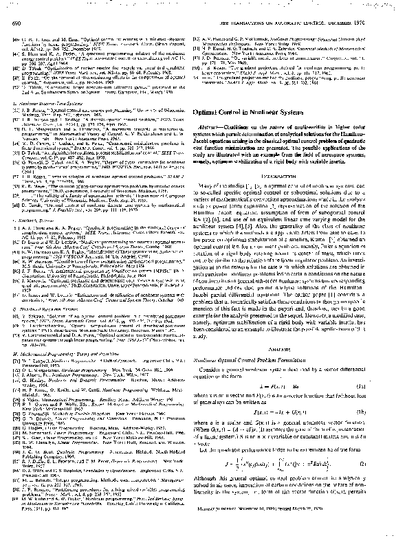 (PDF) Optimal control of nonlinear systems