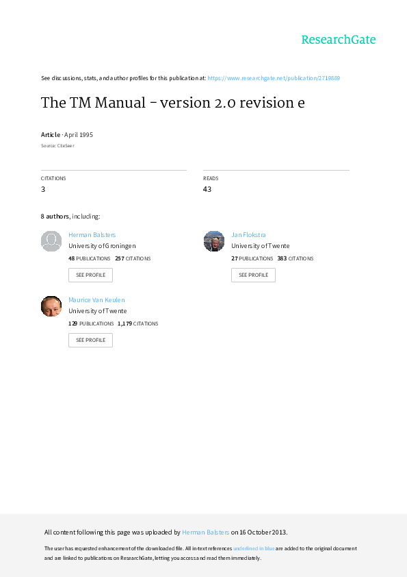 (PDF) The TM Manual; version 2.0, revision e