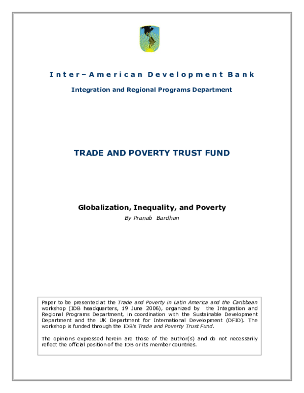 (PDF) Globalization, Inequality, and Poverty (PDF) Globalization, Inequality, and Poverty
