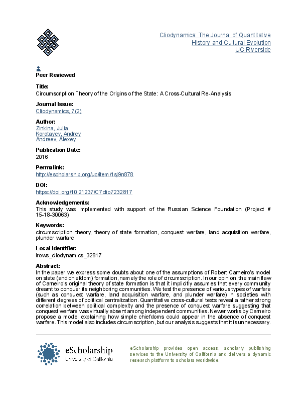(PDF) Circumscription Theory of the Origins of the State: A Cross ...