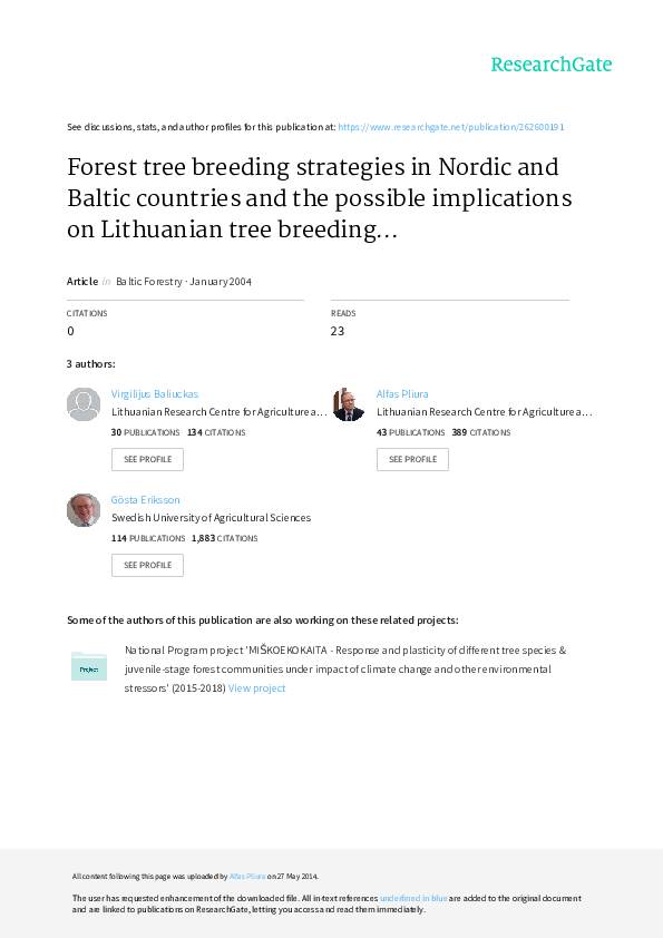 (PDF) Forest tree breeding strategies in Nordic and Baltic countries ...