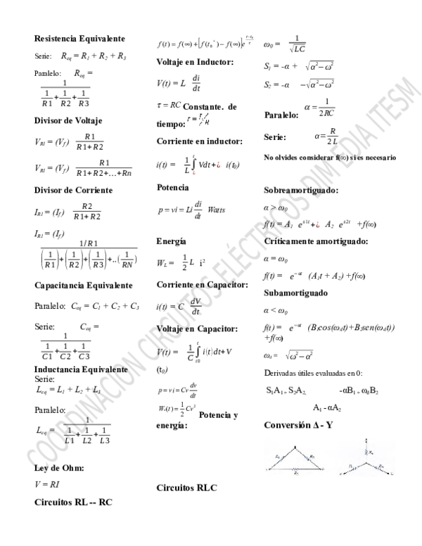 (DOC) Circuitos Elécticos I formulario