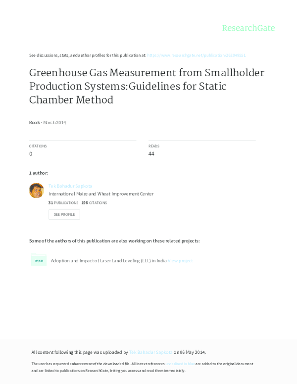 (PDF) Greenhouse gas measurement from smallholder production systems ...