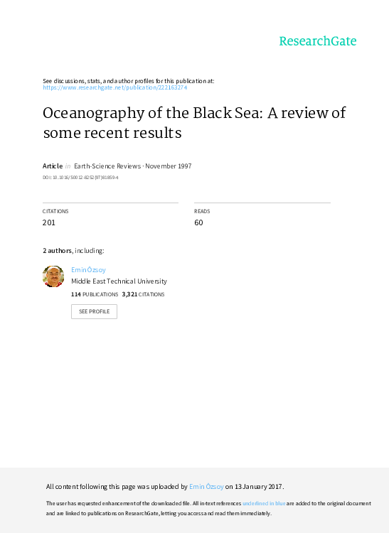 (PDF) Oceanography of the Black Sea: a review of some recent results