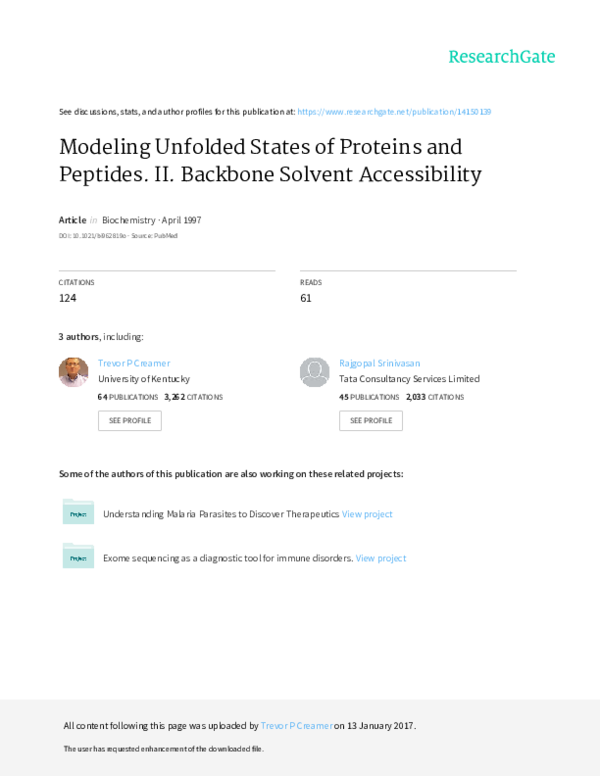 (PDF) Modeling unfolded states of proteins and peptides. II. Backbone ...
