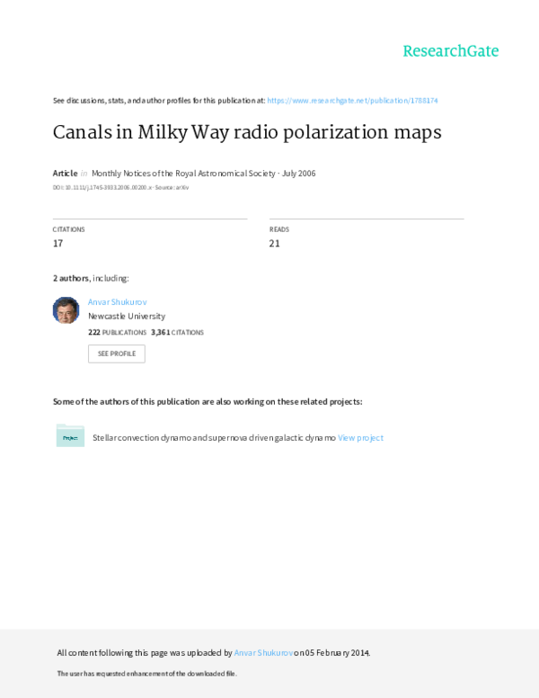 (PDF) Canals in Milky Way radio polarization maps
