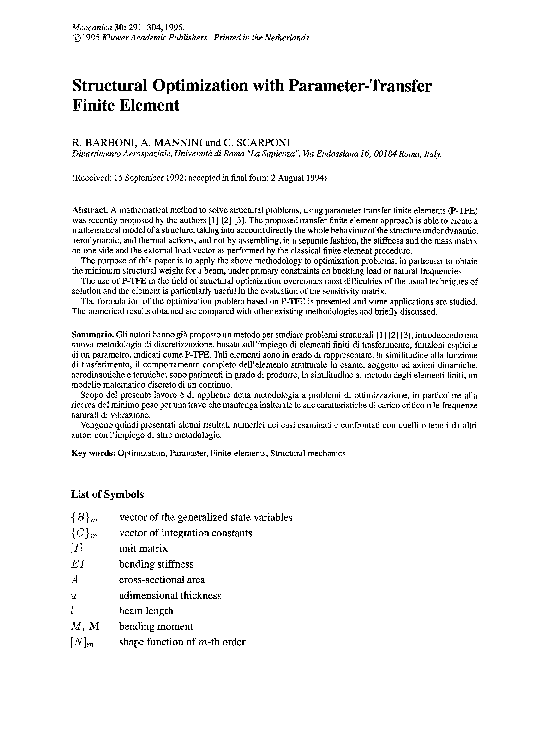 (PDF) Structural optimization with parameter-transfer finite element