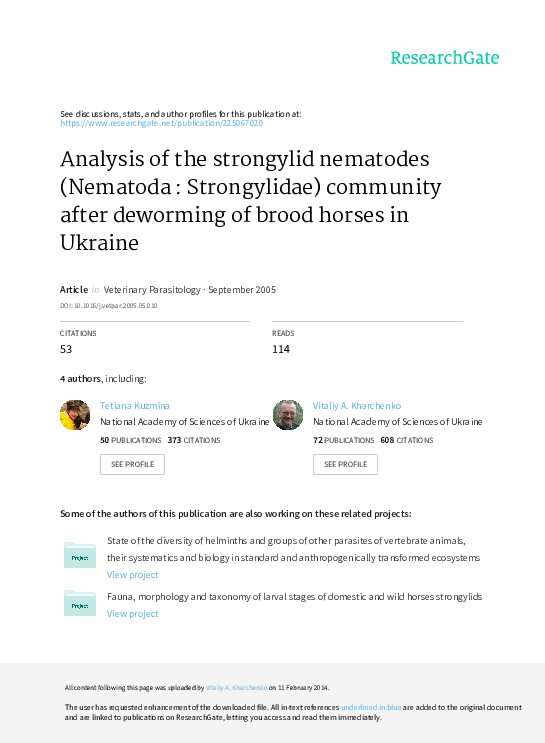 (PDF) Analysis of the strongylid nematodes (Nematoda: Strongylidae ...