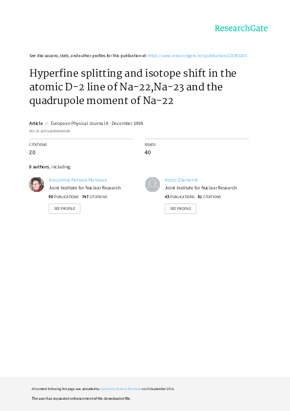 Pdf Isotope Effects On D2 Line In Sodium Isotopes