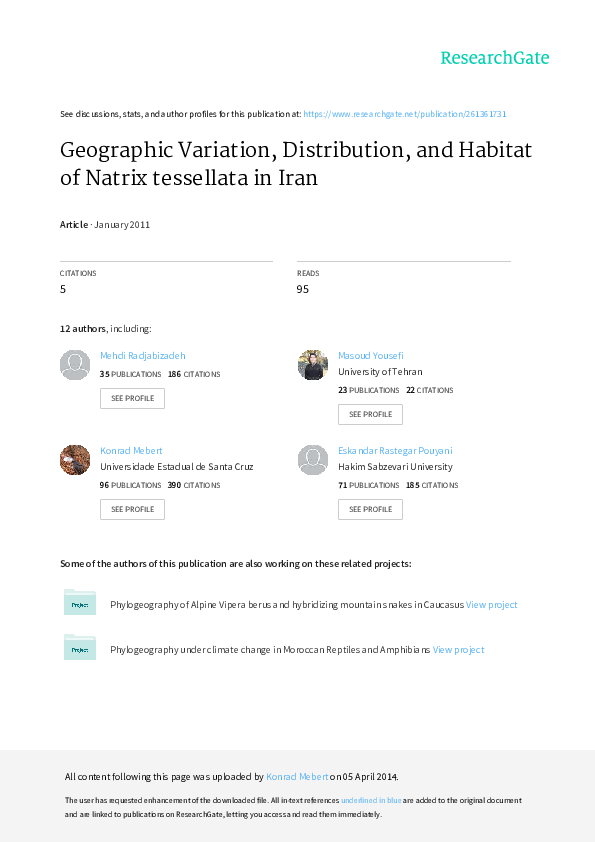 (PDF) Geographic Variation, Distribution, and Habitat of Natrix ...