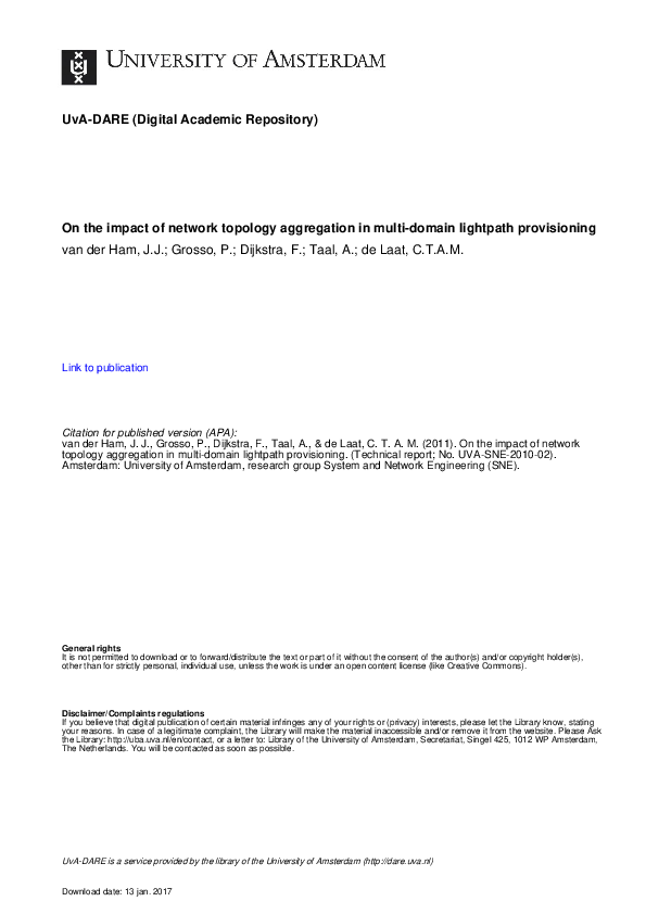 (PDF) On the impact of network topology aggregation in multi-domain lightpath provisioning