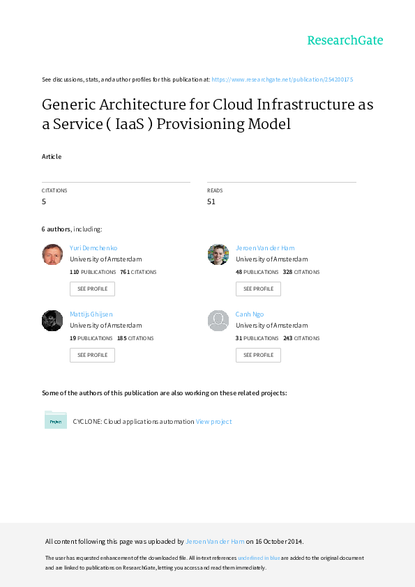 (PDF) Generic Architecture for Cloud Infrastructure as a Service (IaaS ...