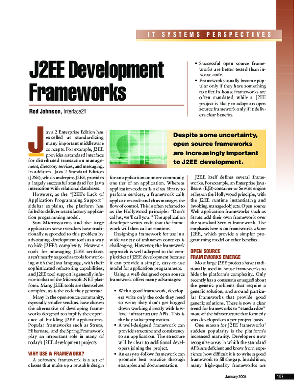 (PDF) J2EE development frameworks