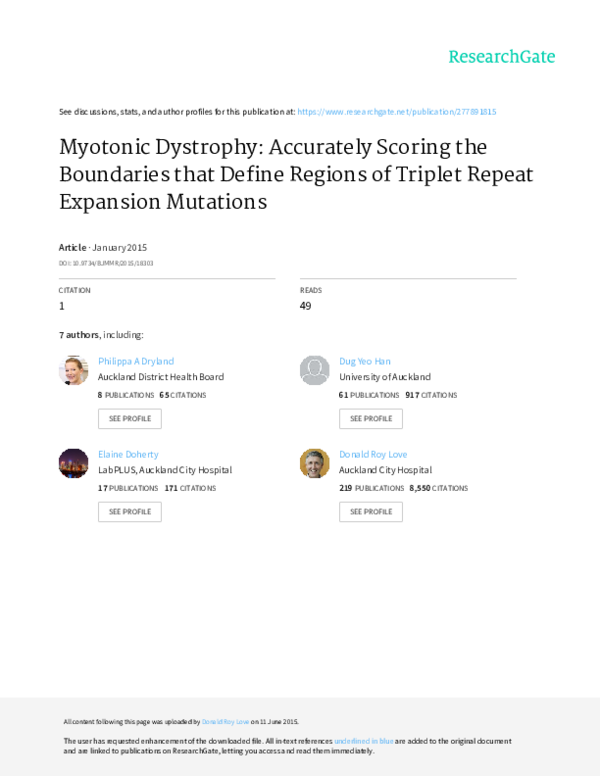 (PDF) Myotonic Dystrophy: Accurately Scoring the Boundaries that Define ...