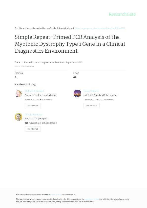(PDF) Simple Repeat-Primed PCR Analysis of the Myotonic Dystrophy Type ...