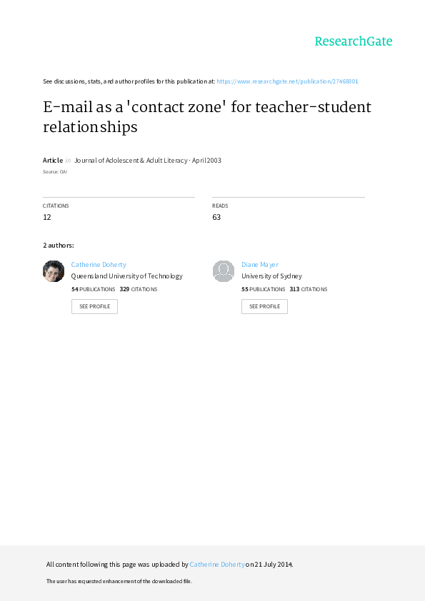 (PDF) E-Mail as a" Contact Zone" for Teacher-Student Relationships ...