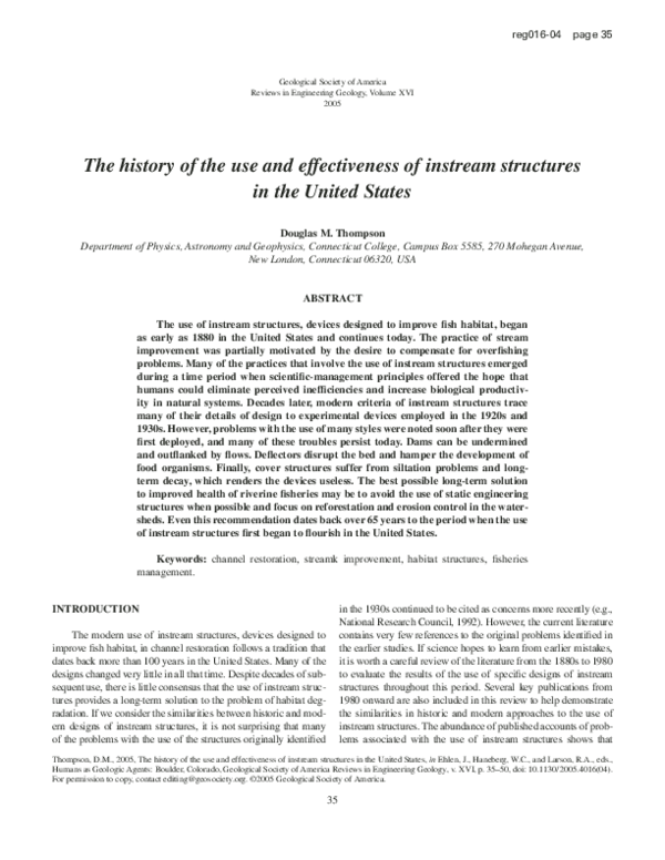 (PDF) The history of the use and effectiveness of instream structures ...