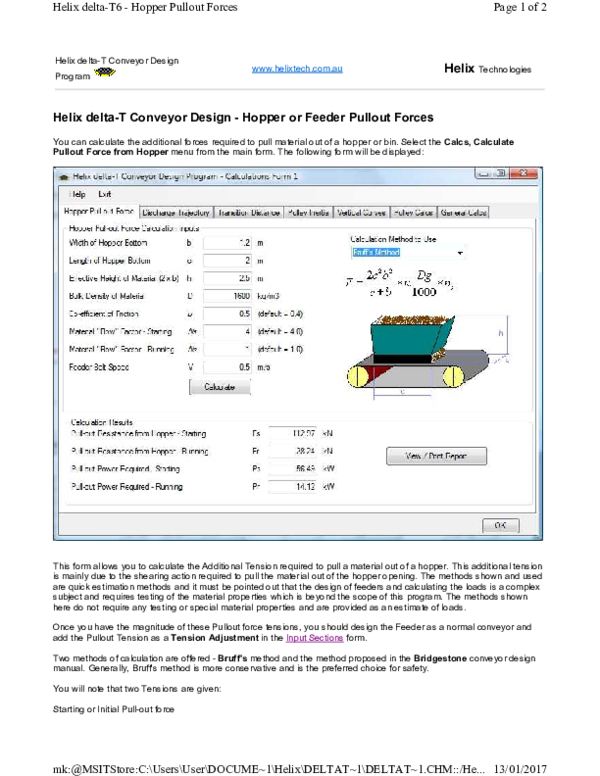 (PDF) Helix delta-T Conveyor Design -Hopper or Feeder Pullout Forces
