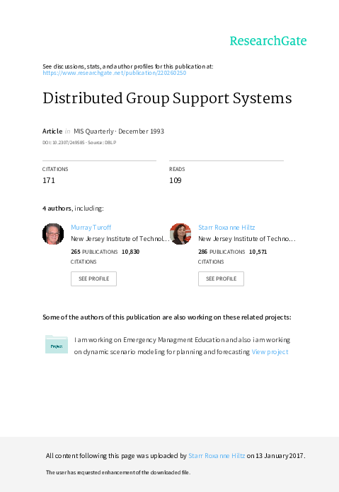 (PDF) Distributed group support systems