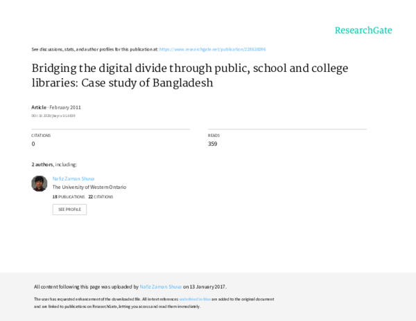 (PDF) Bridging Digital Divide through Public, School and College ...