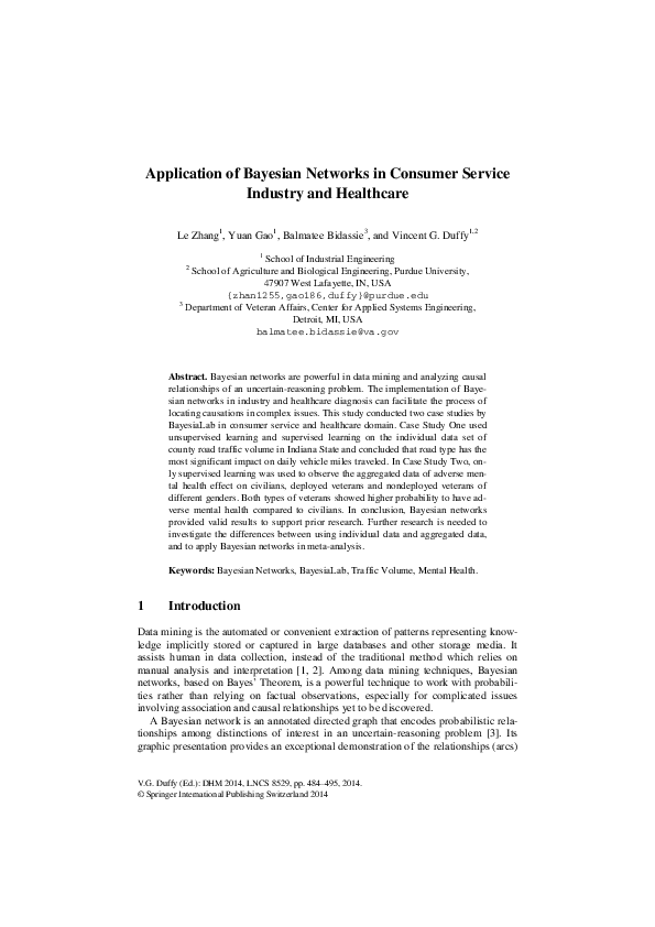(PDF) Application of Bayesian Networks in Consumer Service Industry and Healthcare