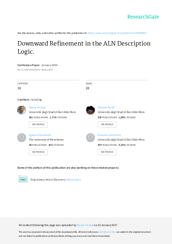 (PDF) Downward refinement in the ALN description logic